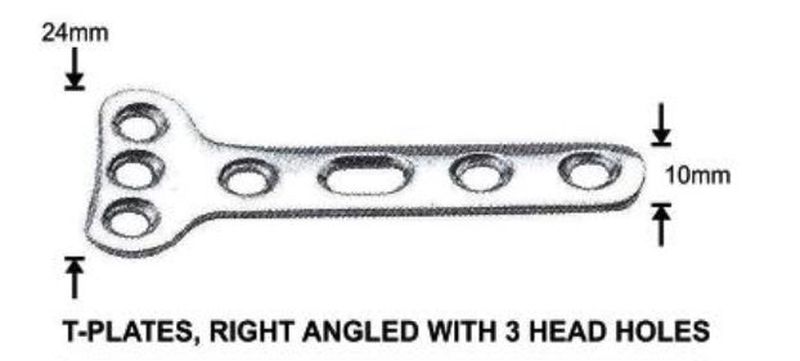T-Plate Right Angled with 3 Head Holes