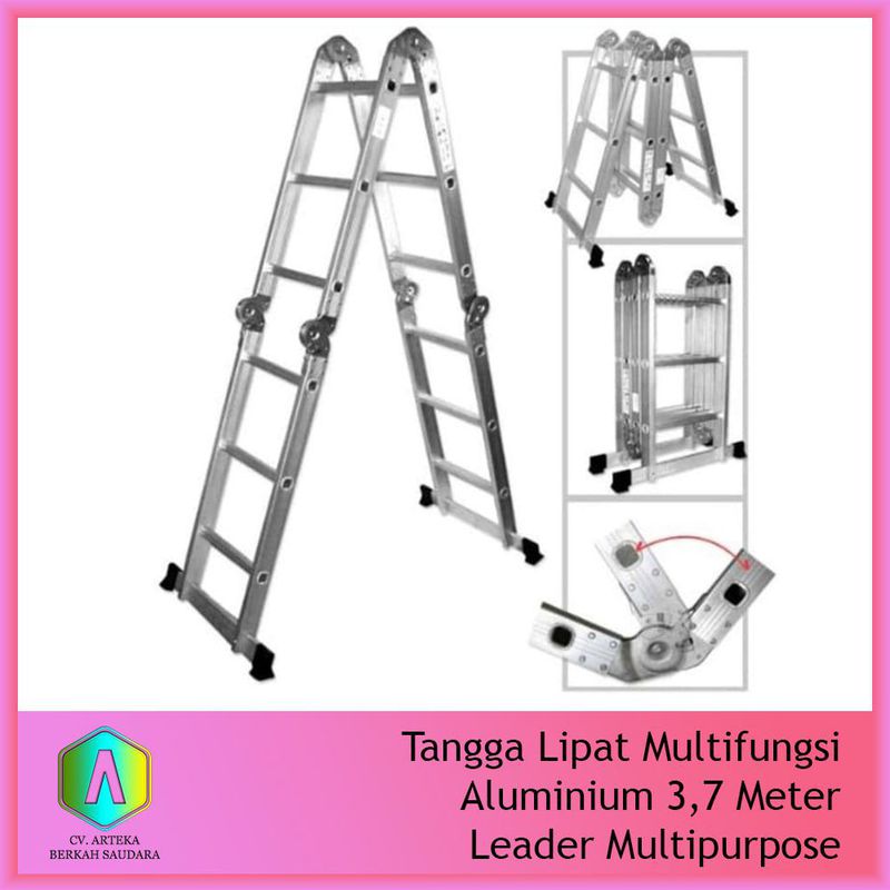 Tangga Lipat Multifungsi Aluminium 3,7Meter Leader Multipurpose