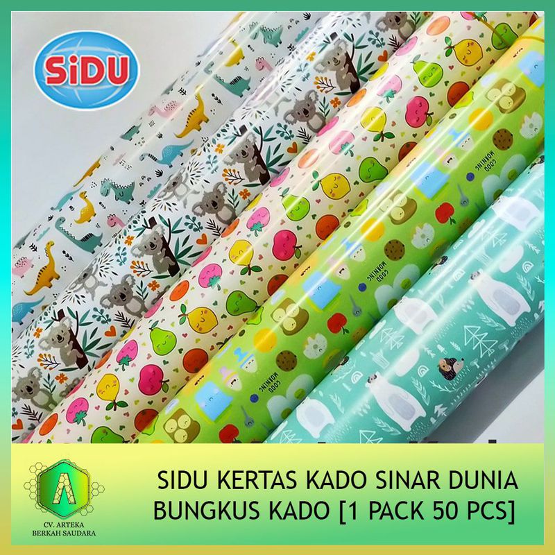 SIDU KERTAS KADO SINAR DUNIA BUNGKUS KADO [1 PACK 50 PCS]