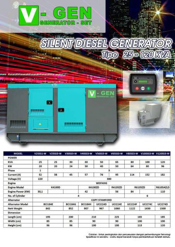 Generator Set V-Gen Weifang 50kVA