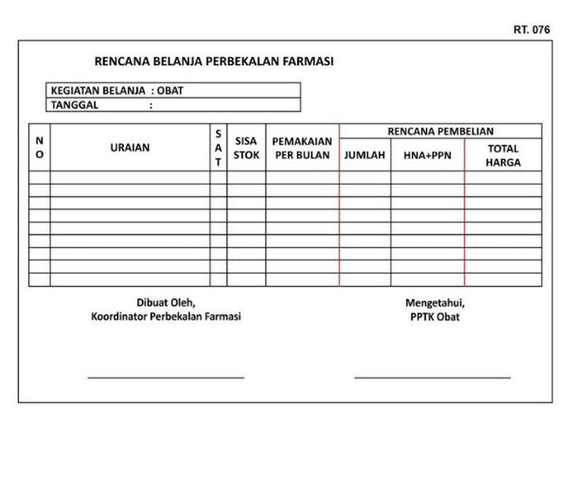 Buku Form Rencana Belanja Obat