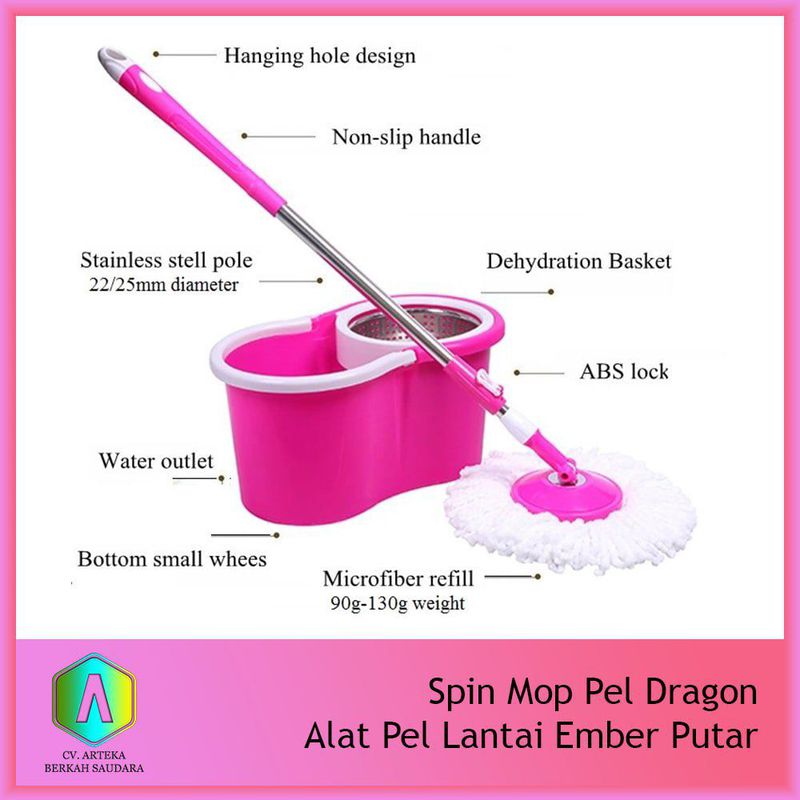 Spin Mop Pel Dragon - Alat Pel Lantai Ember Putar