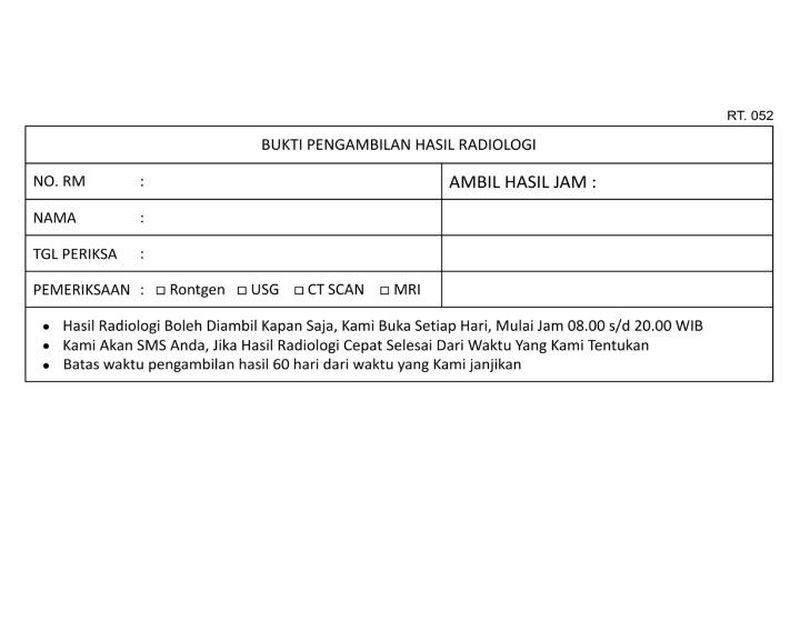 Buku Bukti pengambilan Hasil Radiologi