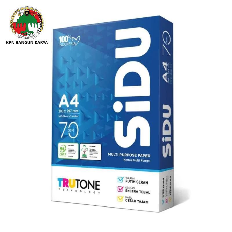 Kertas HVS A4 70 GSM SiDu Sinar Dunia 1 Rim Isi 500 Lembar