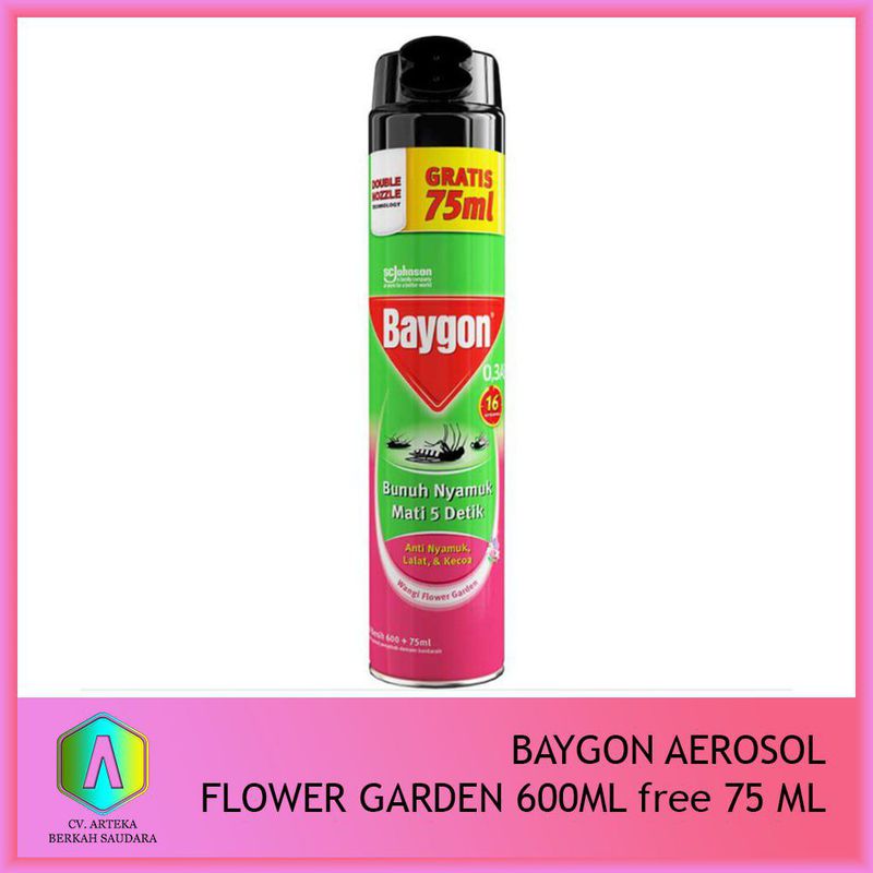 BAYGON AEROSOL FLOWER GARDEN 600ML free 75 ML