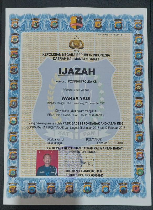 CETAK IJAZAH DAN KTA SATPAM