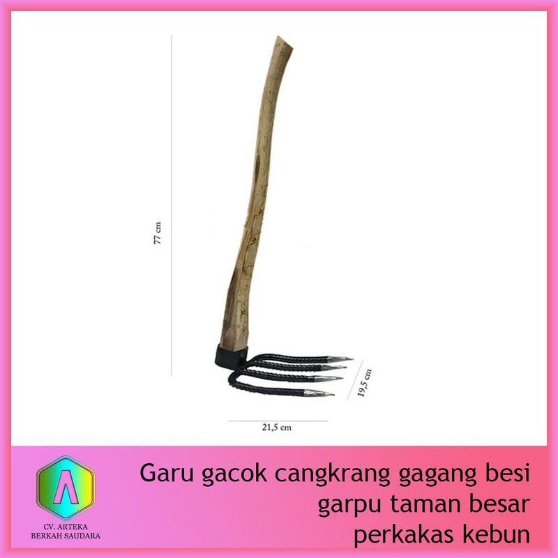 Garu gacok cangkrang gagang besi garpu taman besar perkakas kebun