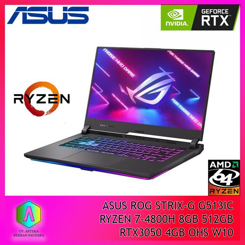 ASUS ROG STRIX-G G513IC RYZEN 7-4800H 8GB 512GB RTX3050 4GB OHS W10