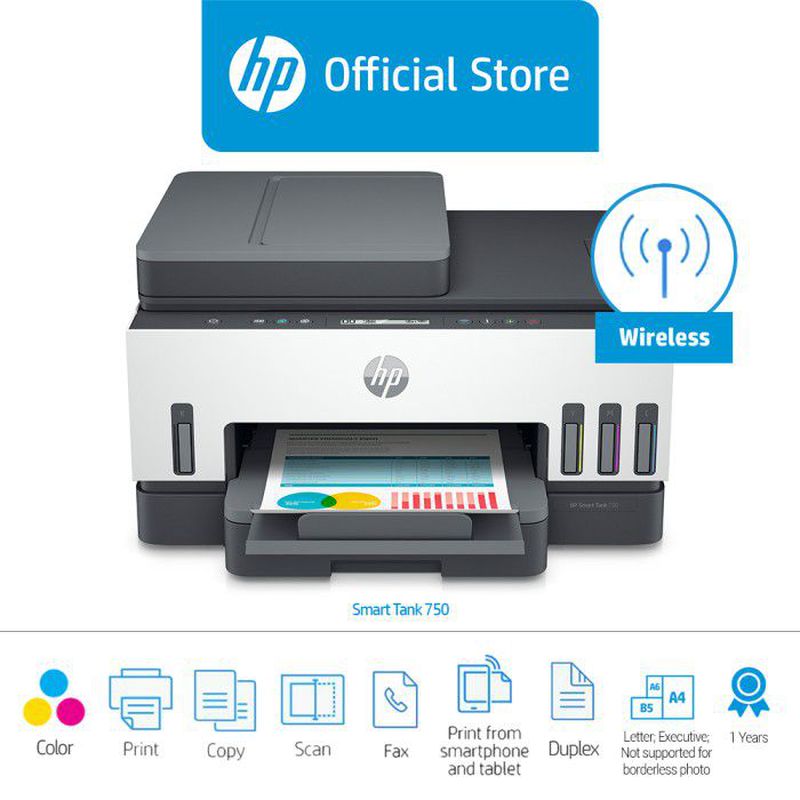 PRINTER HP SMART TANK 750 ALL-IN-ONE WIRELESS