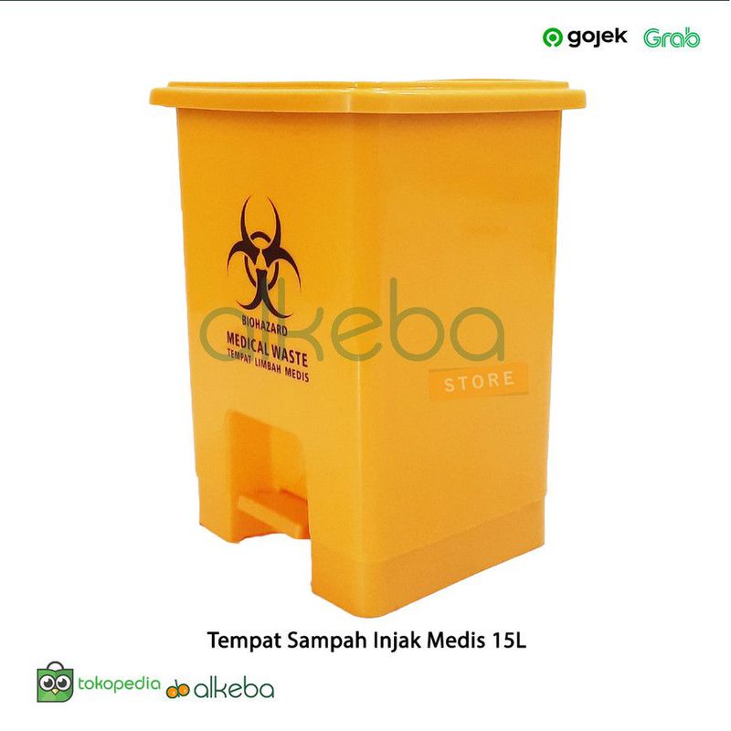 Tempat Sampah Injak 15L Pedal Medis Biohazard Medical Container kuning