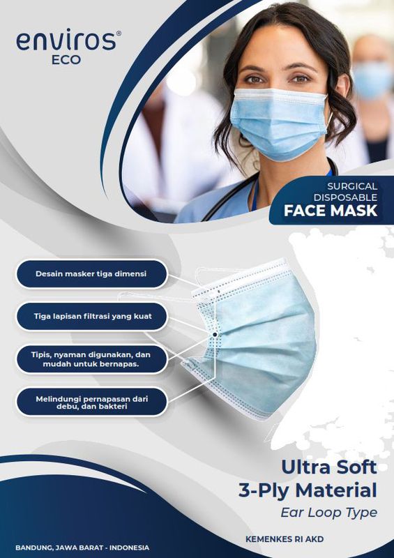 MASKER ENVIROS ECO SURGICAL DISPOSABLE EARLOOP