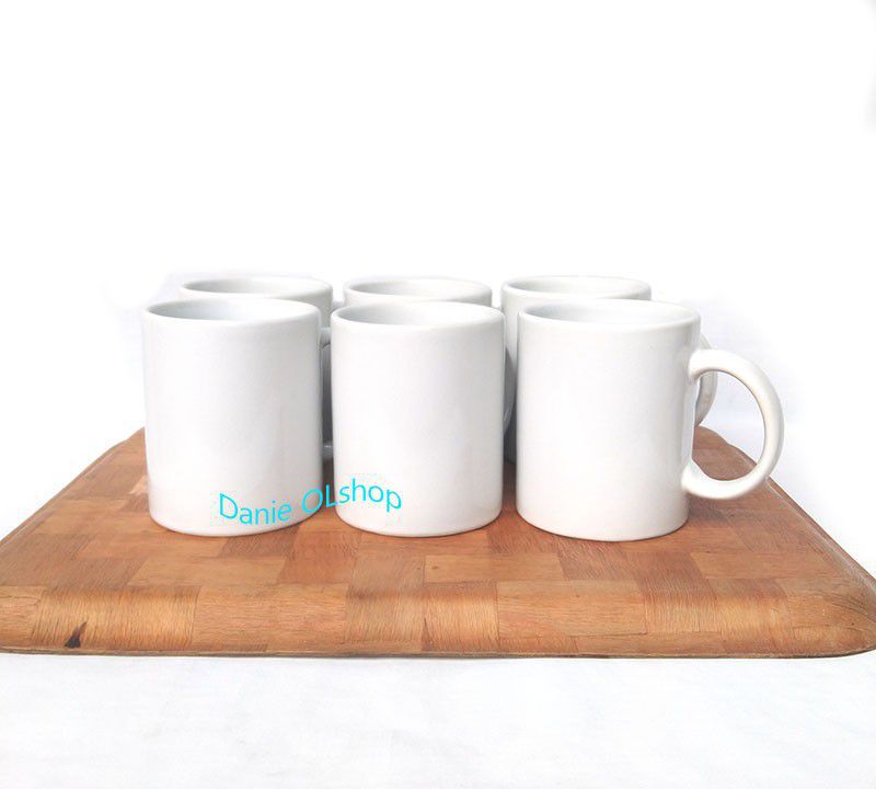 Mug white/ mug putih polos / gelas keramik set (isi 4 pcs)
