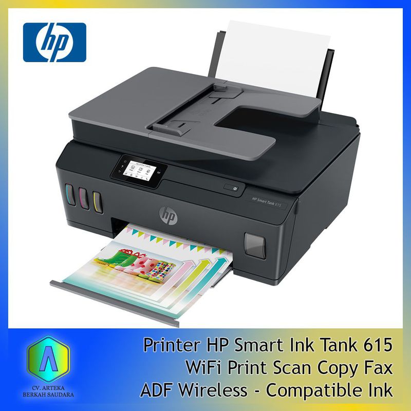 Printer HP Smart Ink Tank 615 WiFi Print Scan Copy Fax ADF Wireless ...