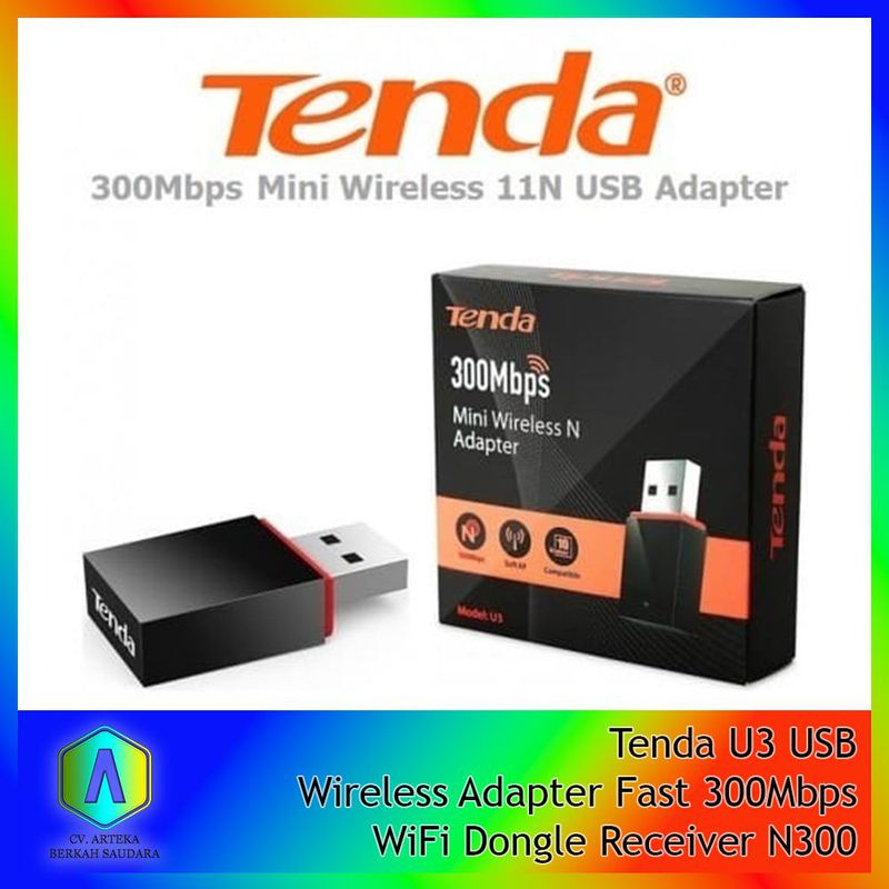 Tenda U3 USB Wireless Adapter Fast 300Mbps WiFi Dongle Receiver N300