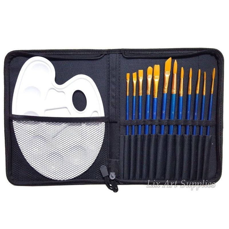 Kuas Lukis Set 12 + Palet + Storage Bag / Art Brush Set 12