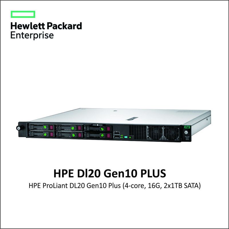 HPE DL20 server 4core,16G,2x1TbSATA, E-2314 1P16G 4SFF Svr gen10plus