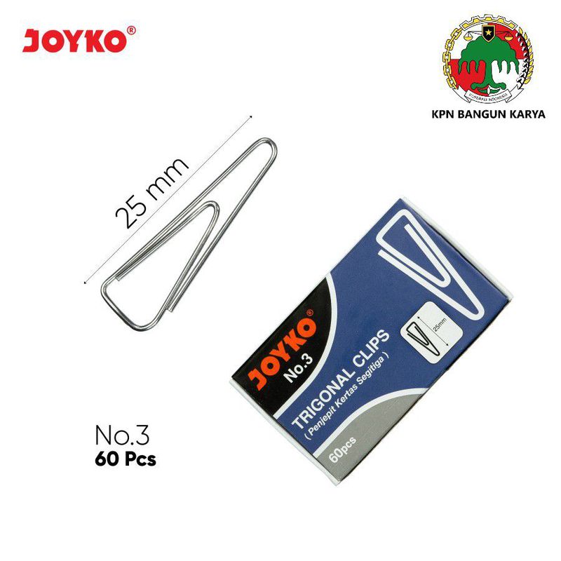 Trigonal Clip Klip Penjepit Kertas Segitiga Paper Clip Joyko No.3 1 Box ...