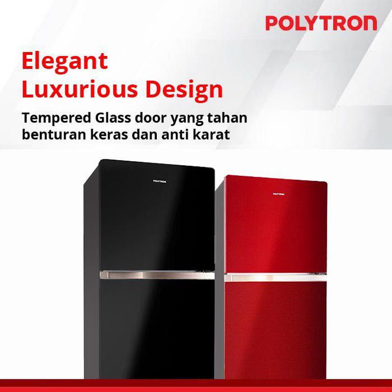 POLYTRON Kulkas 2 Pintu Belleza JUMBO 260 Liter PRW 29MN - Merah