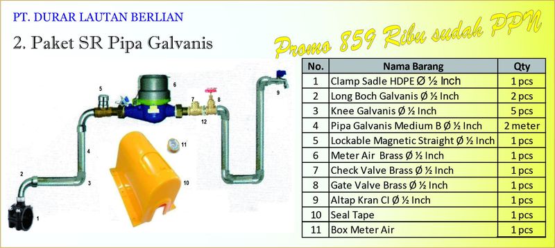 Paket Promo Sambungan Rumah (SR) Air - Pipa GIP (Galvanis)