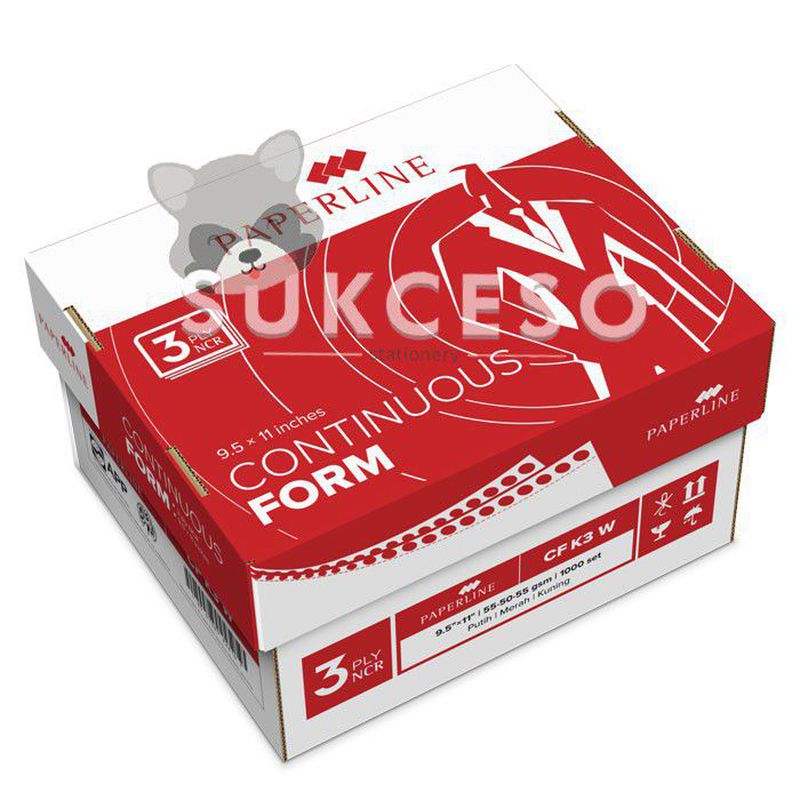 Kertas Continous Form 3 Ply NCR Belah 2 Uk. 9,5 x 11