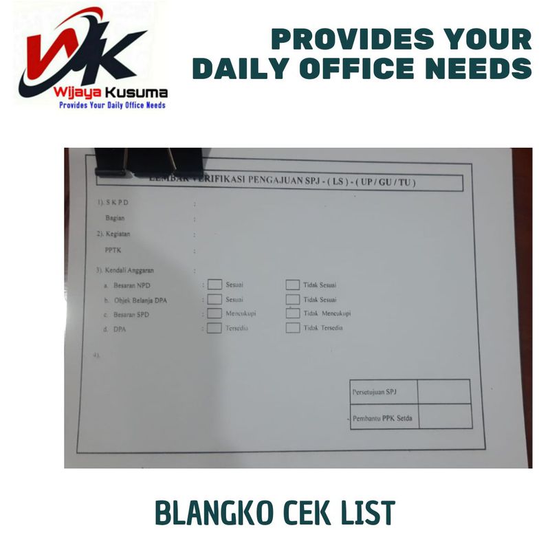 Blangko Cek List Lembar Verifikasi Pengajuan SPJ