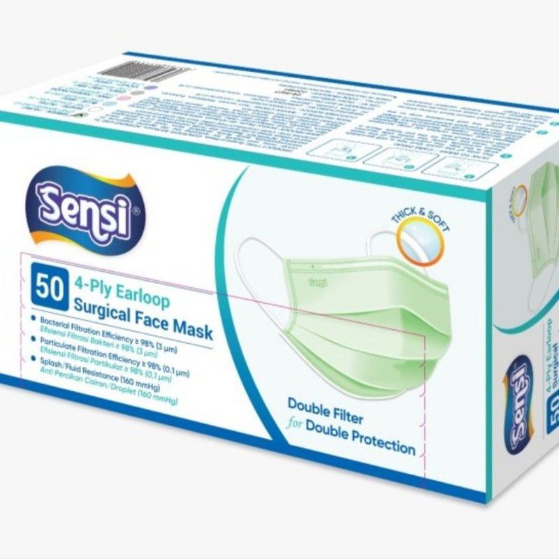 Masker medis sensi original 3Ply Earloop Surgical sense Face Masks 50P ...