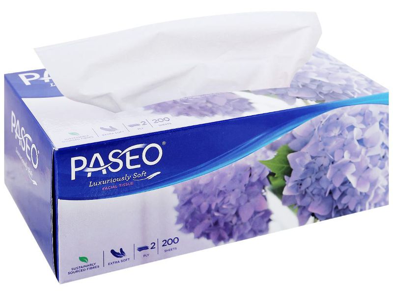 TISSUE PASEO BOX 200 SHEET LUXURY EXTRASOFT 2 PLY