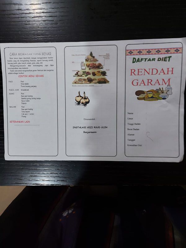 LEAFLET DAFTAR DIET (RENDAH GARAM) - INST GIZI (RIM)