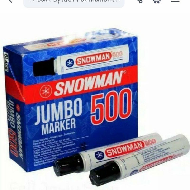 Spidol permanent SNOWMAN 500 Biru/Merah/Hijau - Hitam