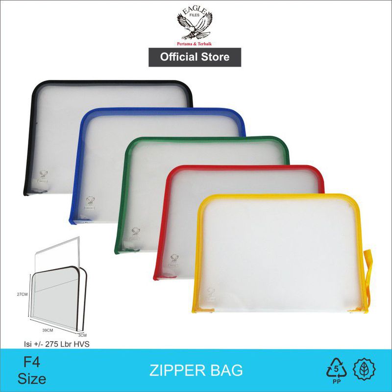Map Zipper Bag F4 Map Plastik Reseleting (1 Lusin)