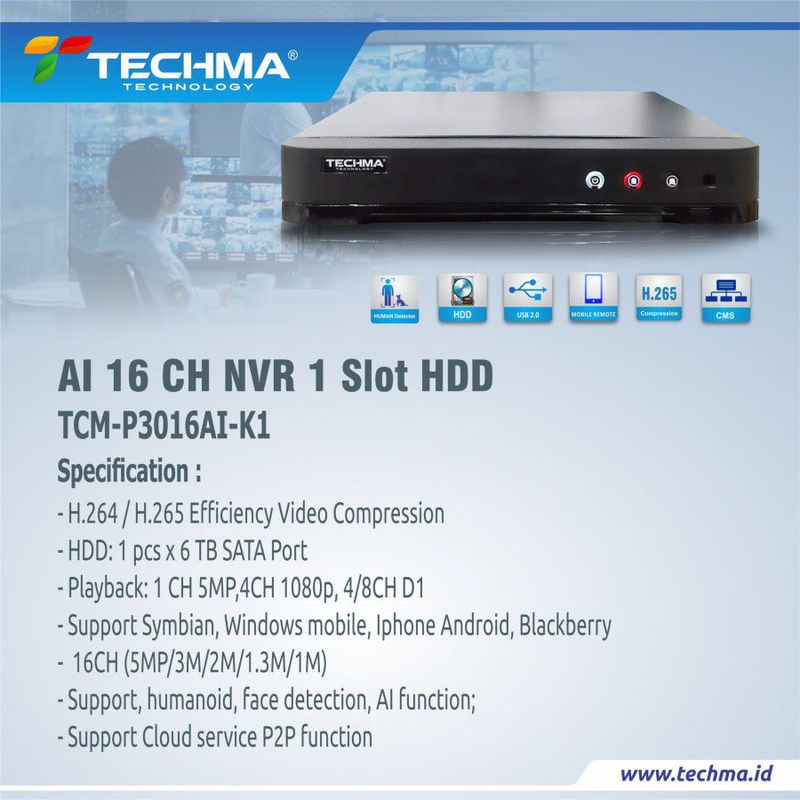 TECHMA 16CH NETWORK VIDEO RECORDING TCM-P3016AI