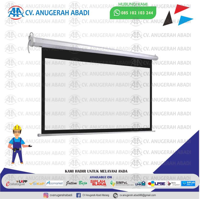 LAYAR PROJECTOR MOTORIZED FOCUS 96 + Installasi Pemasangan