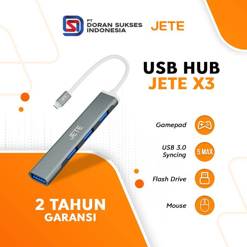 USB Hub Type C 4 in 1 JETE X3 Converter - Garansi 2 Tahun
