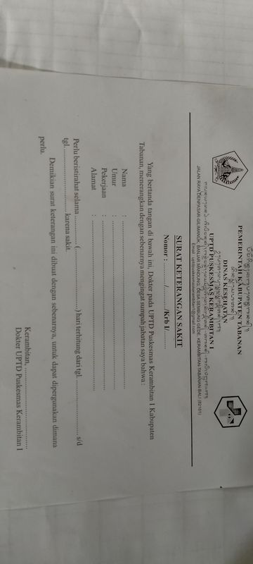 surat keterangan sakit (puskesmas kerambitan 1)