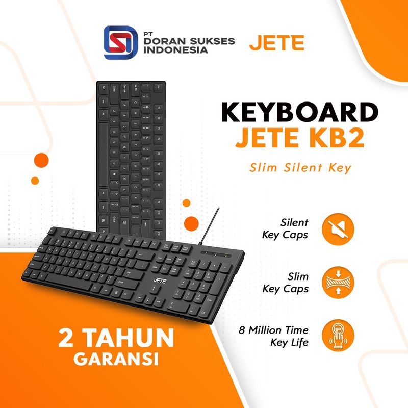 Keyboard JETE KB2 Slim Silent Key - Garansi 2 Tahun