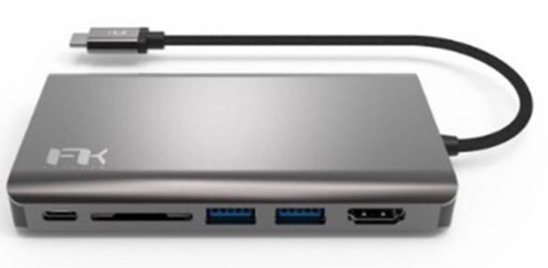 Feeltek Portable 8 in 1 USB-C Hub - Gray