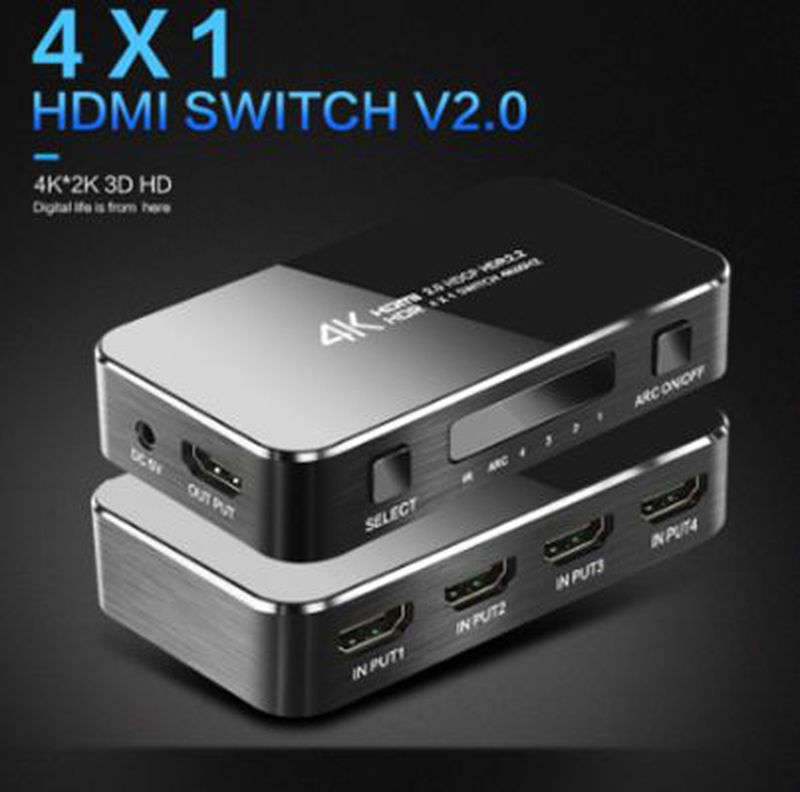 FSU HDMI Splitter 4 Input 1 Output HDMI Switcher 3.5 Jack