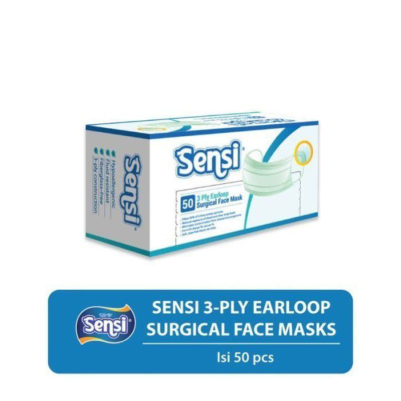 Masker Keras Sensi original 3Ply Earloop Surgical sense Face Masks