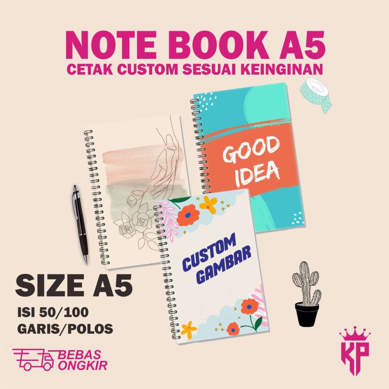 Notebook A5 Custom,Buku Catatan,Blocknote - 50 LEMBAR
