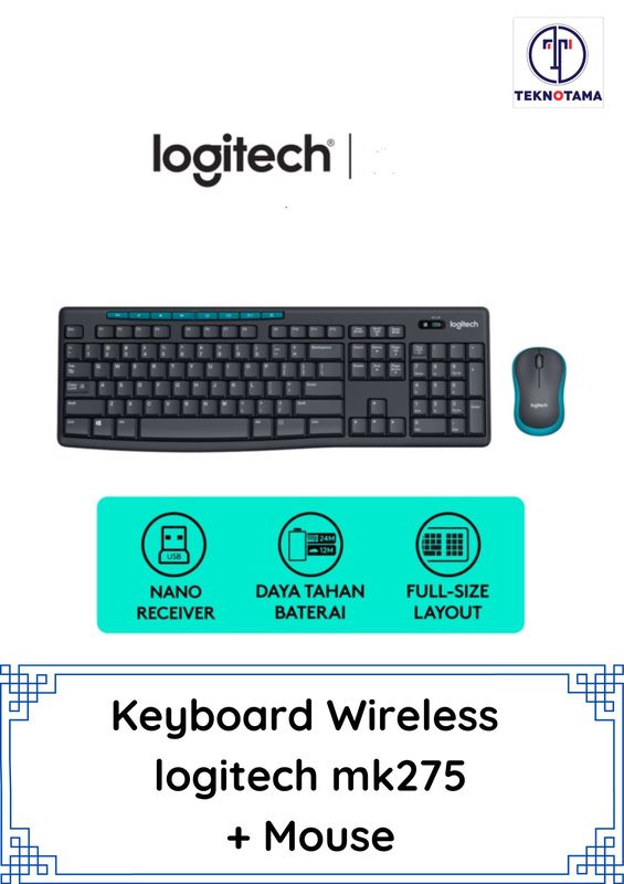 Keyboard Wireless Logitech Mk275 + Mouse