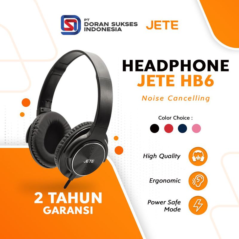 Headset Headphone JETE HB6 Noise Cancelling - Garansi 2 Tahun