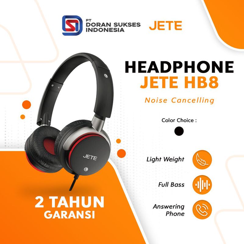 Headset Headphone JETE HB8 Noise Cancelling - Garansi 2 Tahun