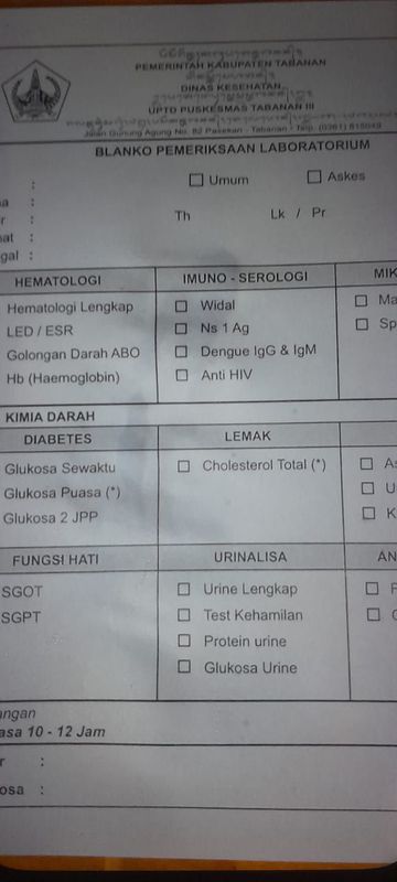 blangko pemeriksaan laboratorium (puskesmas tabanan 3)