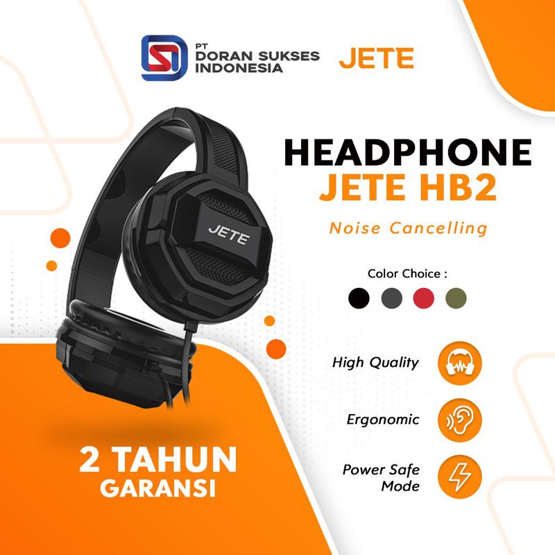Headset Headphone JETE HB2 Noise Cancelling - Garansi 2 Tahun