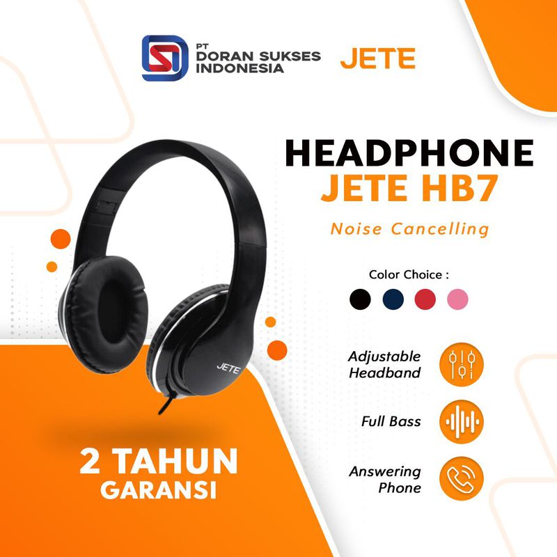 Headset Headphone JETE HB7 Noise Cancelling - Garansi 2 Tahun