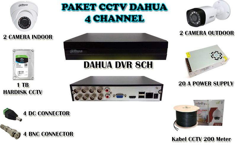 PAKET CAMERA CONTROL TELEVISION SYSTEM(CCTV) 4 CHANNEL