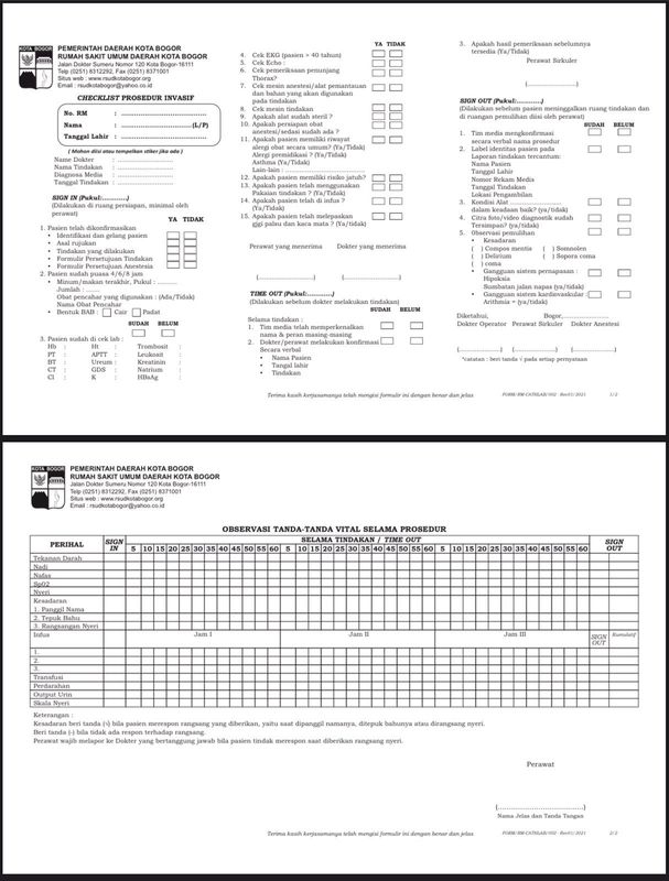 Buku Check List Prosedur Tindakan Invasif
