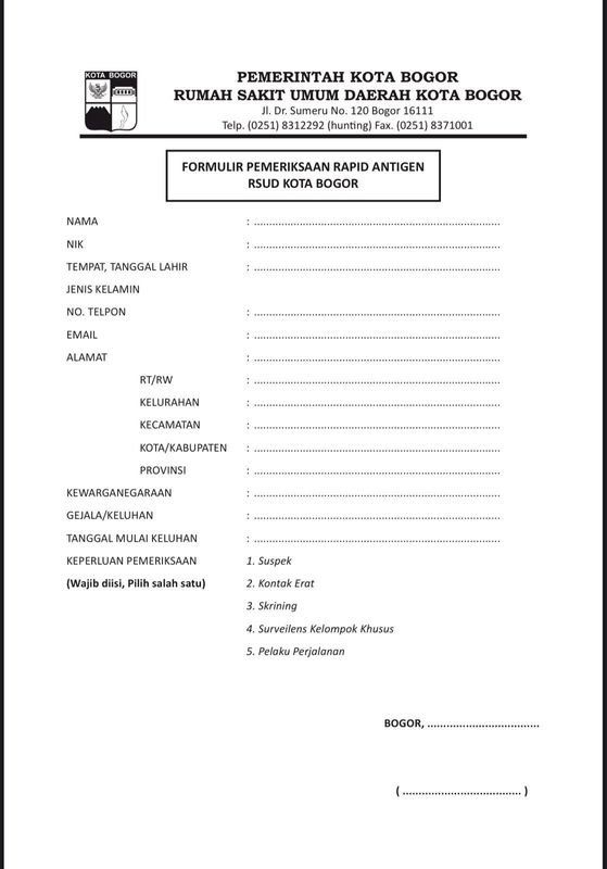 Buku Formulir Pemeriksaan Rapid Antigen