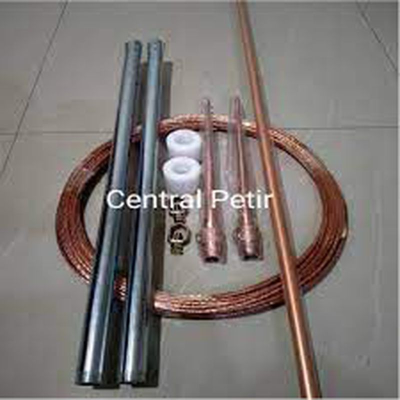 Penangkal Petir Lengkap+2 Titik Tiang+2 Tombak Splitzen+Kabel asli BC25 ...