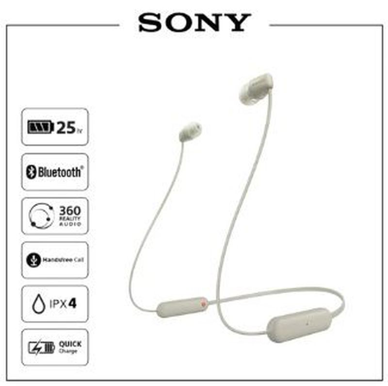 Sony WI-C100 Bluetooth in-Ear Earphones Bulit in Microphone - Putih